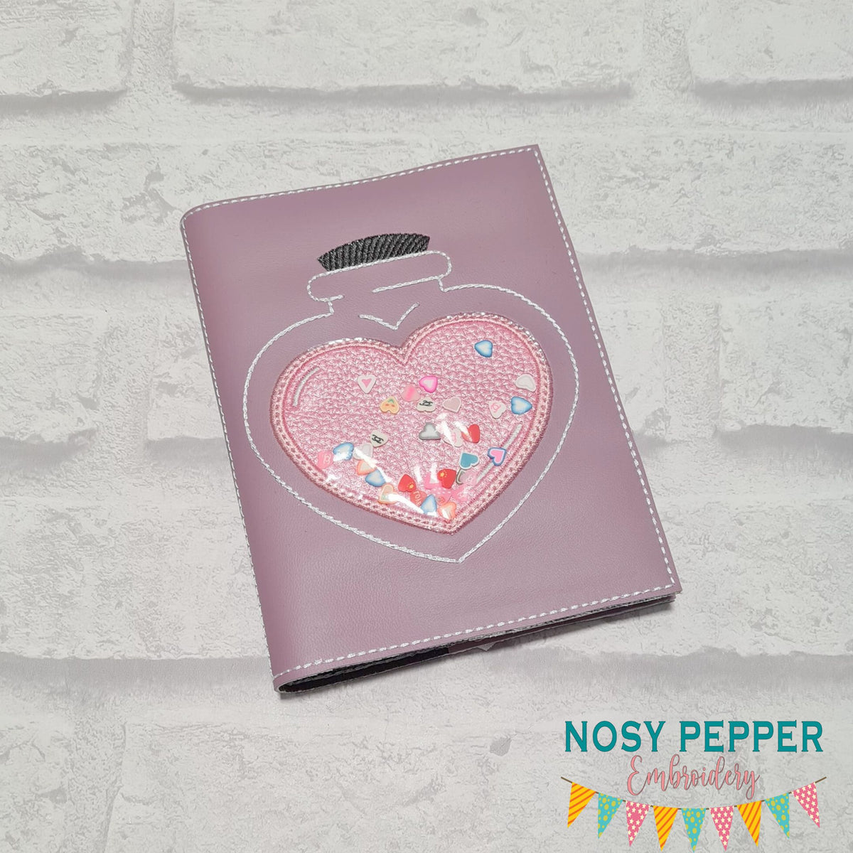 Heart Potion shaker Notebook Cover (2 sizes available) machine embroid ...