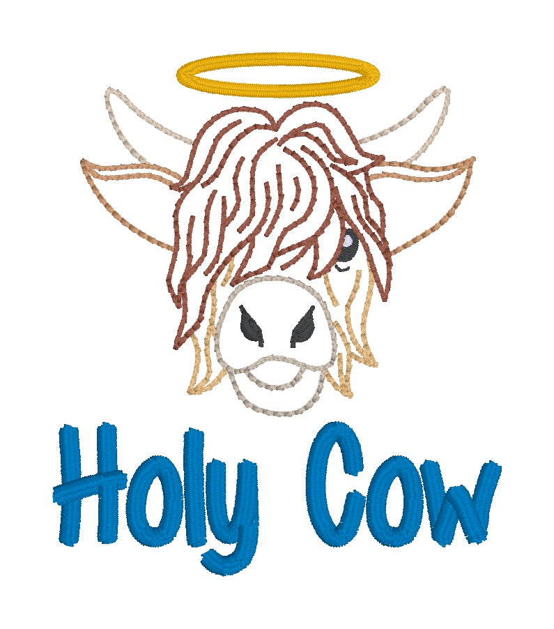 Holy Cow embroidery design (5 sizes included) DIGITAL DOWNLOAD – Nosy ...