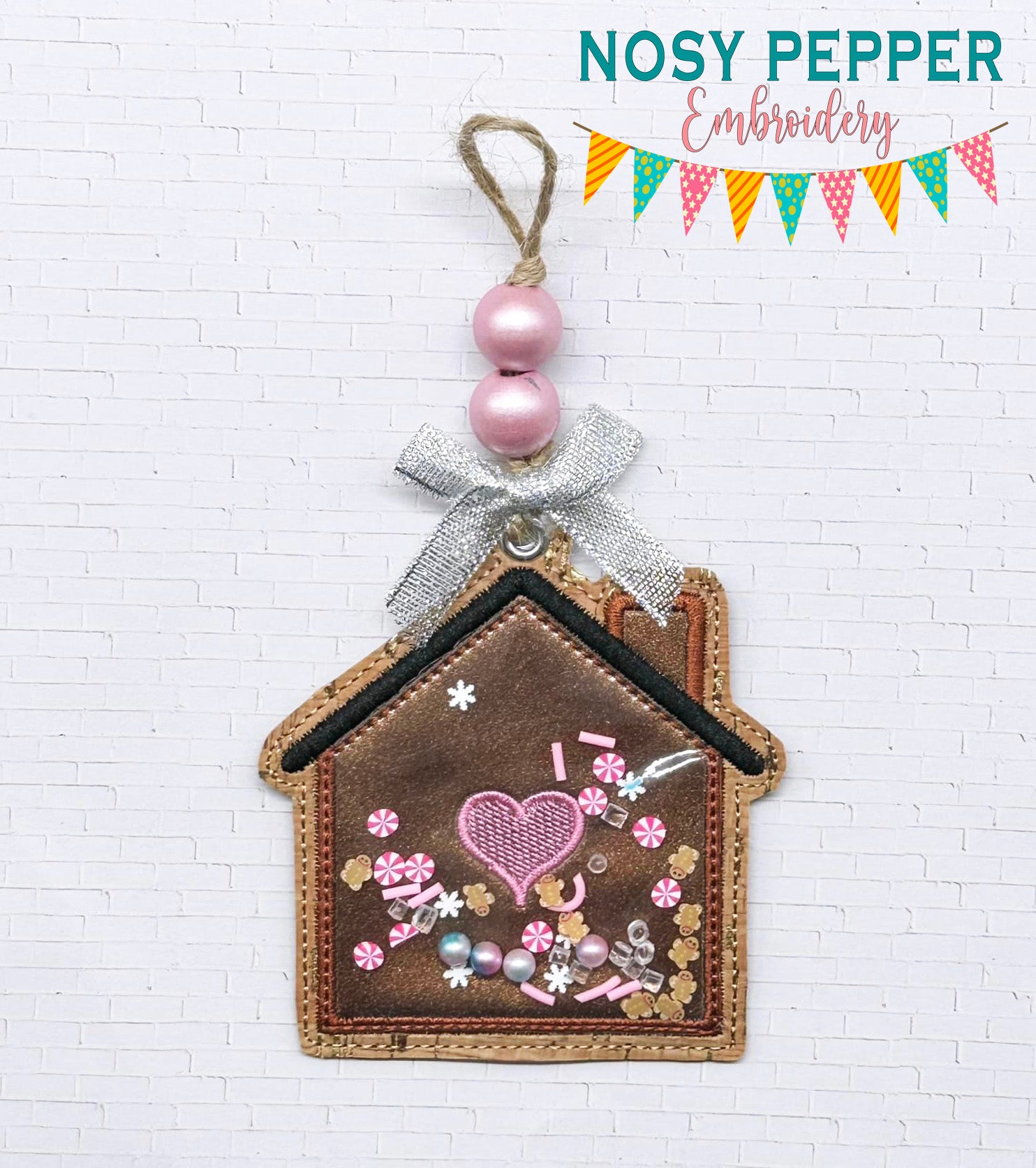 House applique shaker ornament/bag tag/bookmark machine embroidery des ...