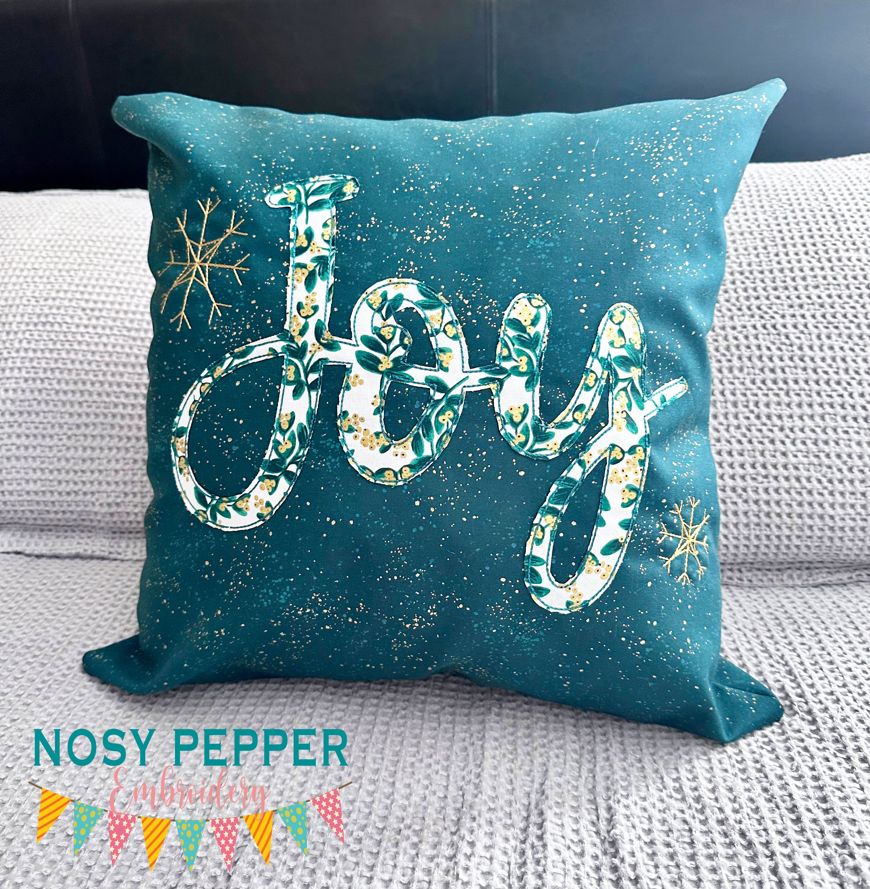 Joy raw edge applique machine embroidery design (6 sizes included) DIG ...