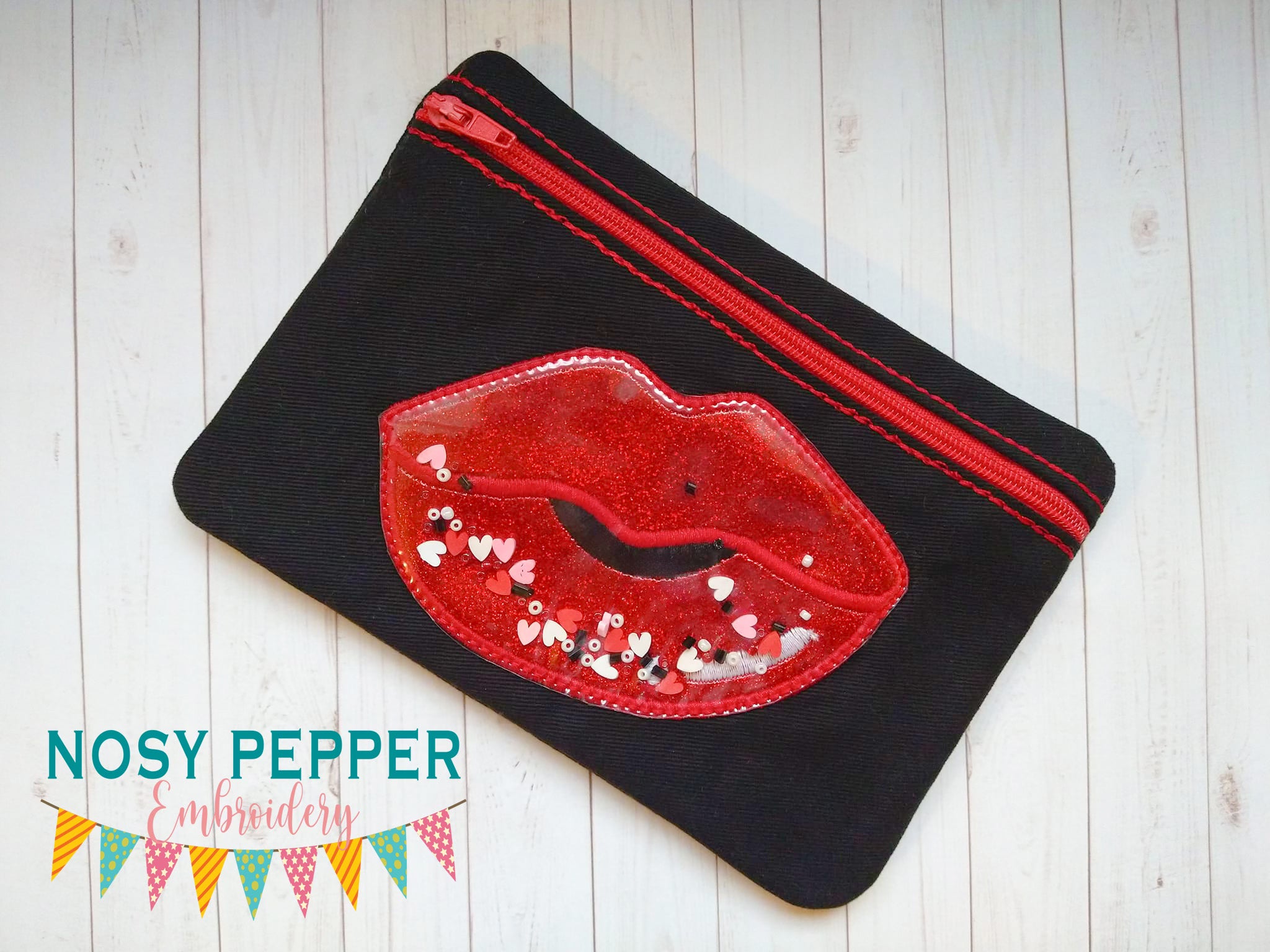 Lips Applique shaker ITH Bag embroidery design (5 sizes available) DIG ...