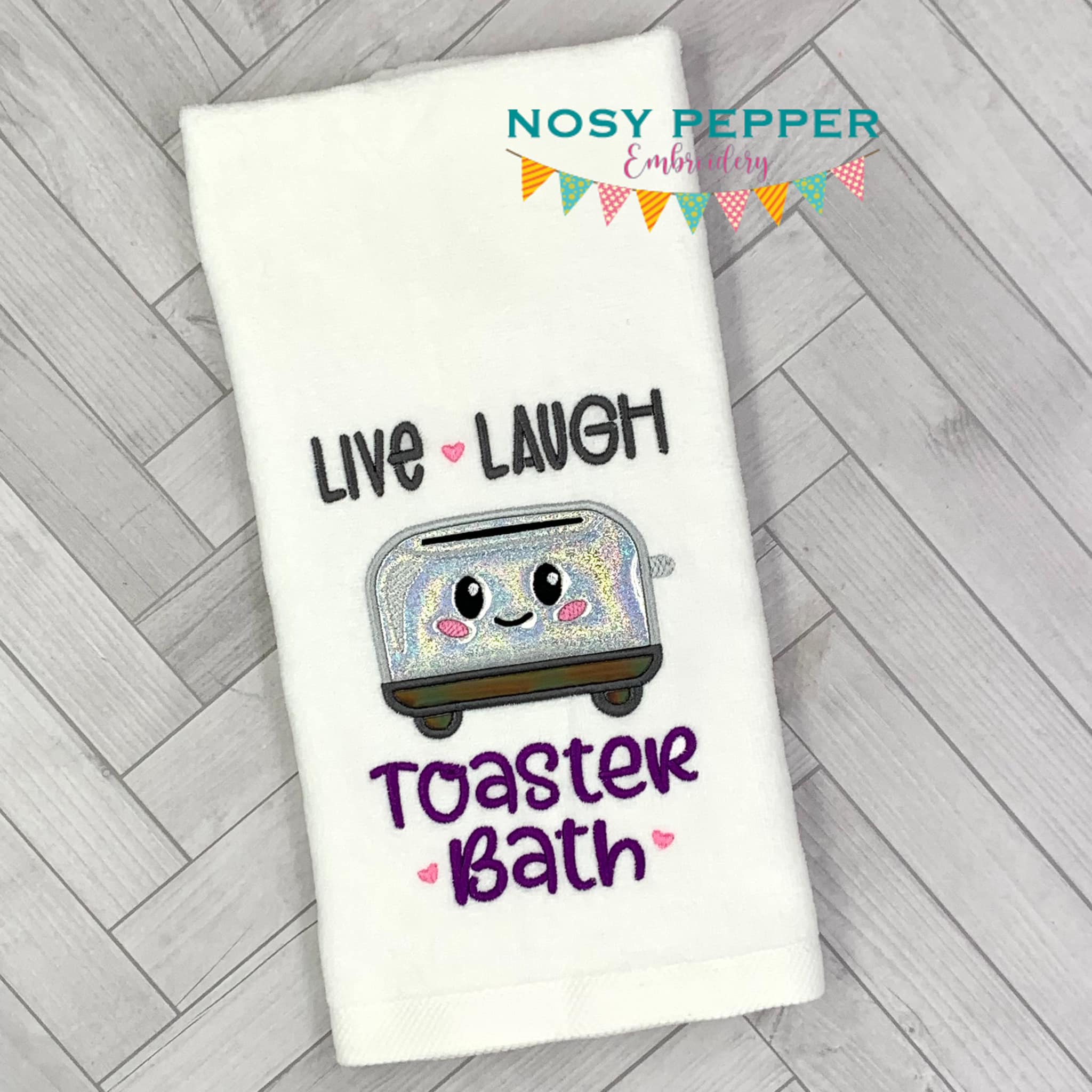 Live, Laugh, Toaster Bath applique machine embroidery design (4 sizes ...