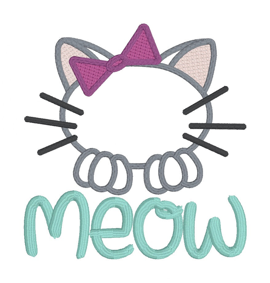 Meow Kitty Outline embroidery design (5 sizes included) DIGITAL DOWNLO ...