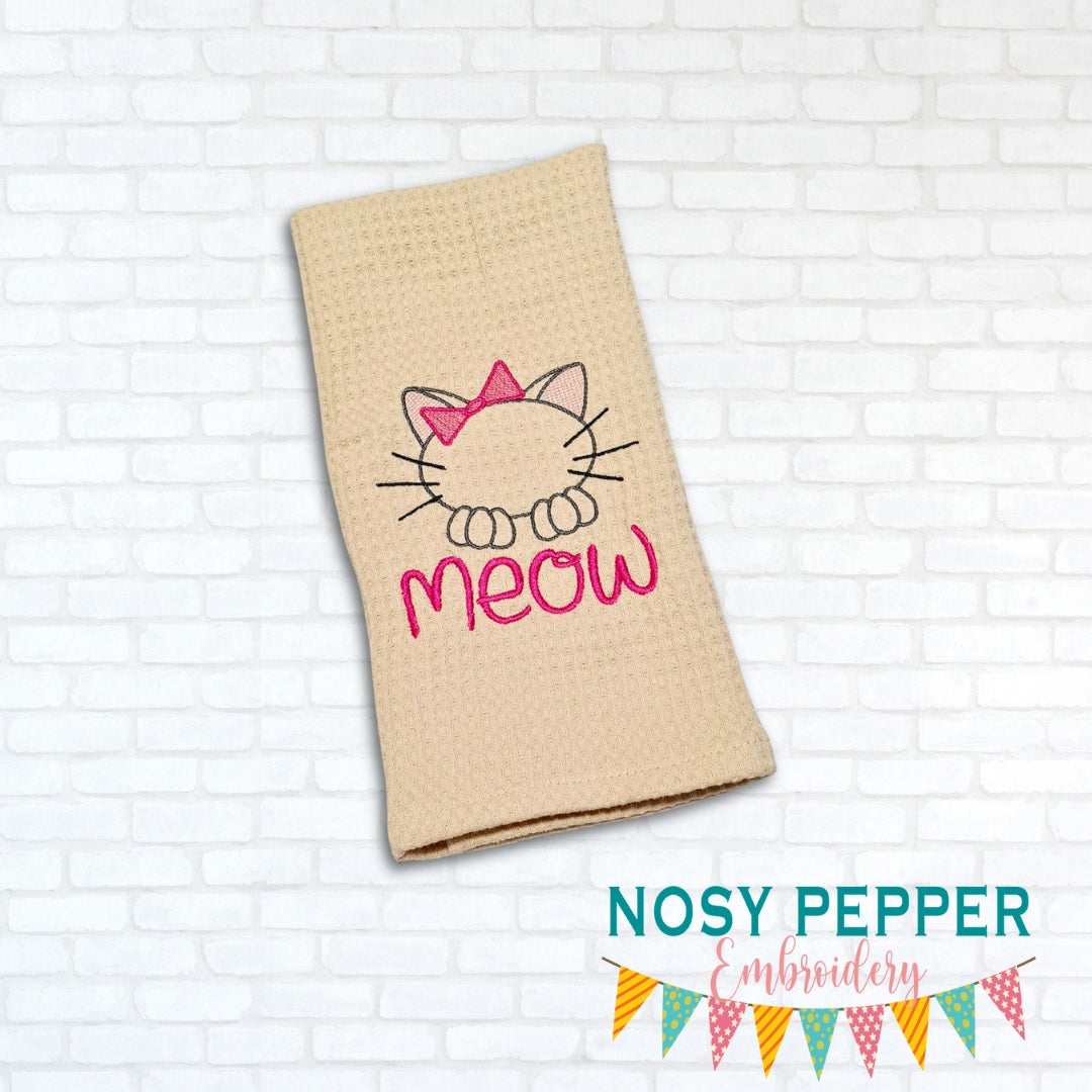 Meow Kitty Outline embroidery design (5 sizes included) DIGITAL DOWNLO ...