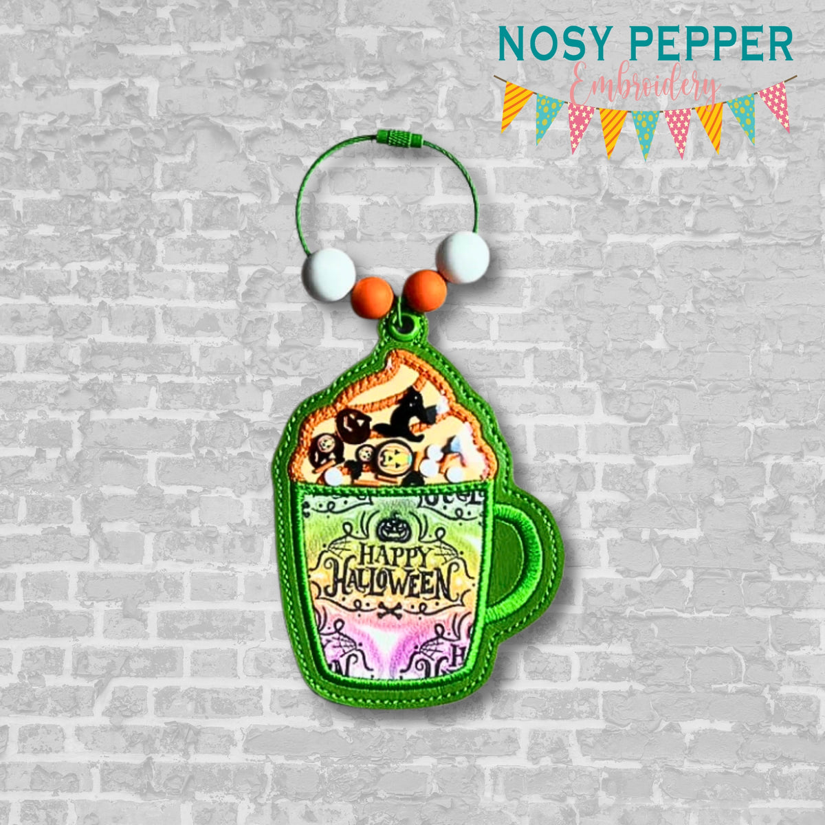 Mug applique shaker ornament/bookmark/bag tag machine embroidery file ...