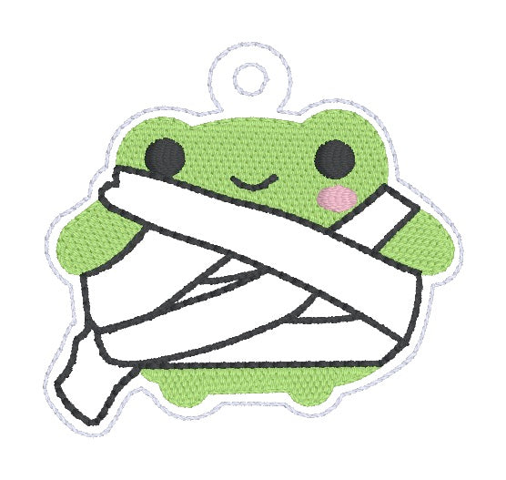 Mummy Frog snap tab and eyelet fob machine embroidery file (single and ...