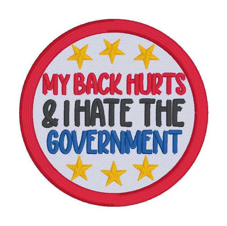 My Back Hurts patch (2 sizes included) machine embroidery design DIGIT ...