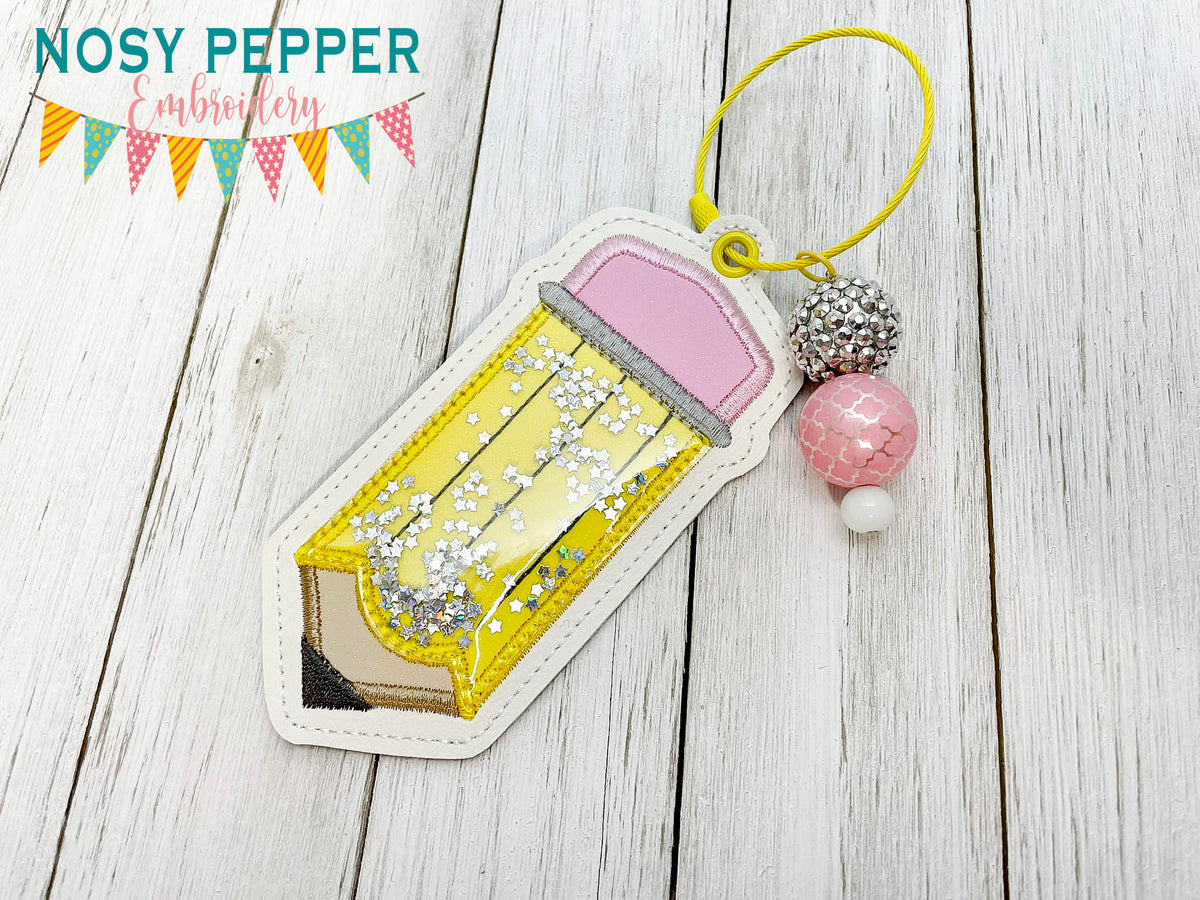 Pencil applique bagtag bookmark/ornament/bag tag machine embroidery de ...
