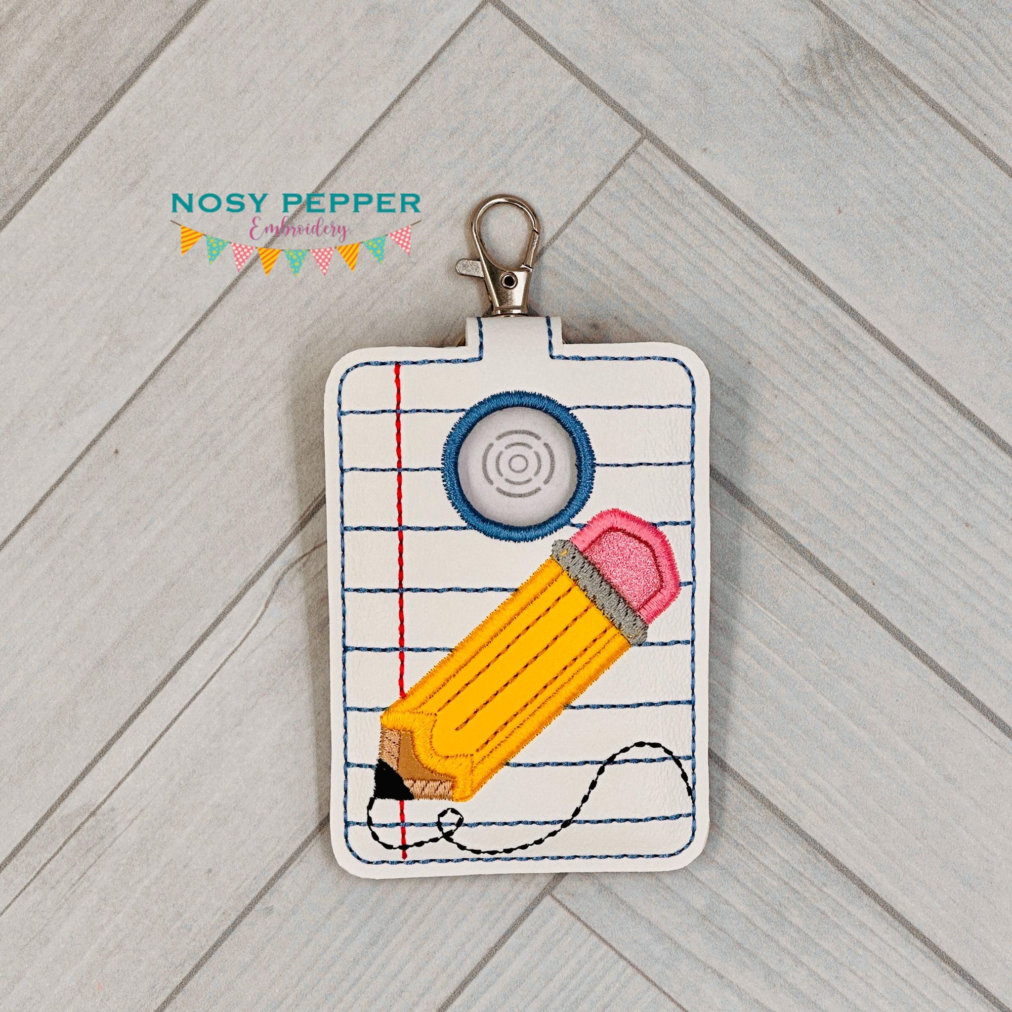 Pencil Notebook teacher card case machine embroidery design 5x7 hoop ...