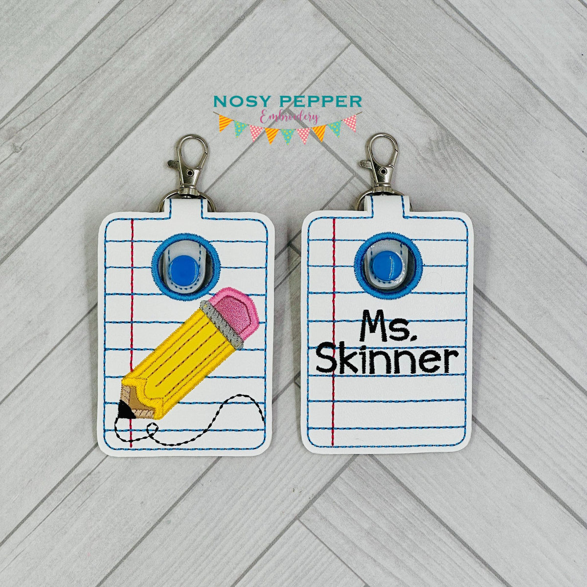 Pencil Notebook teacher card case machine embroidery design 5x7 hoop ...