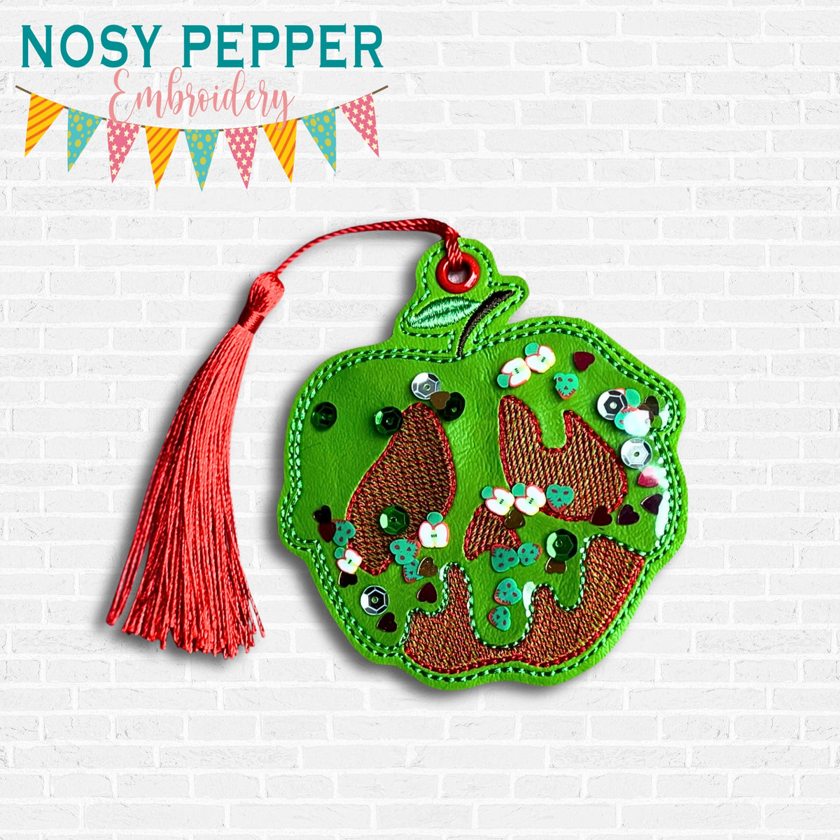 Poison Apple shaker bookmark/bag tag/ornament machine embroidery file ...