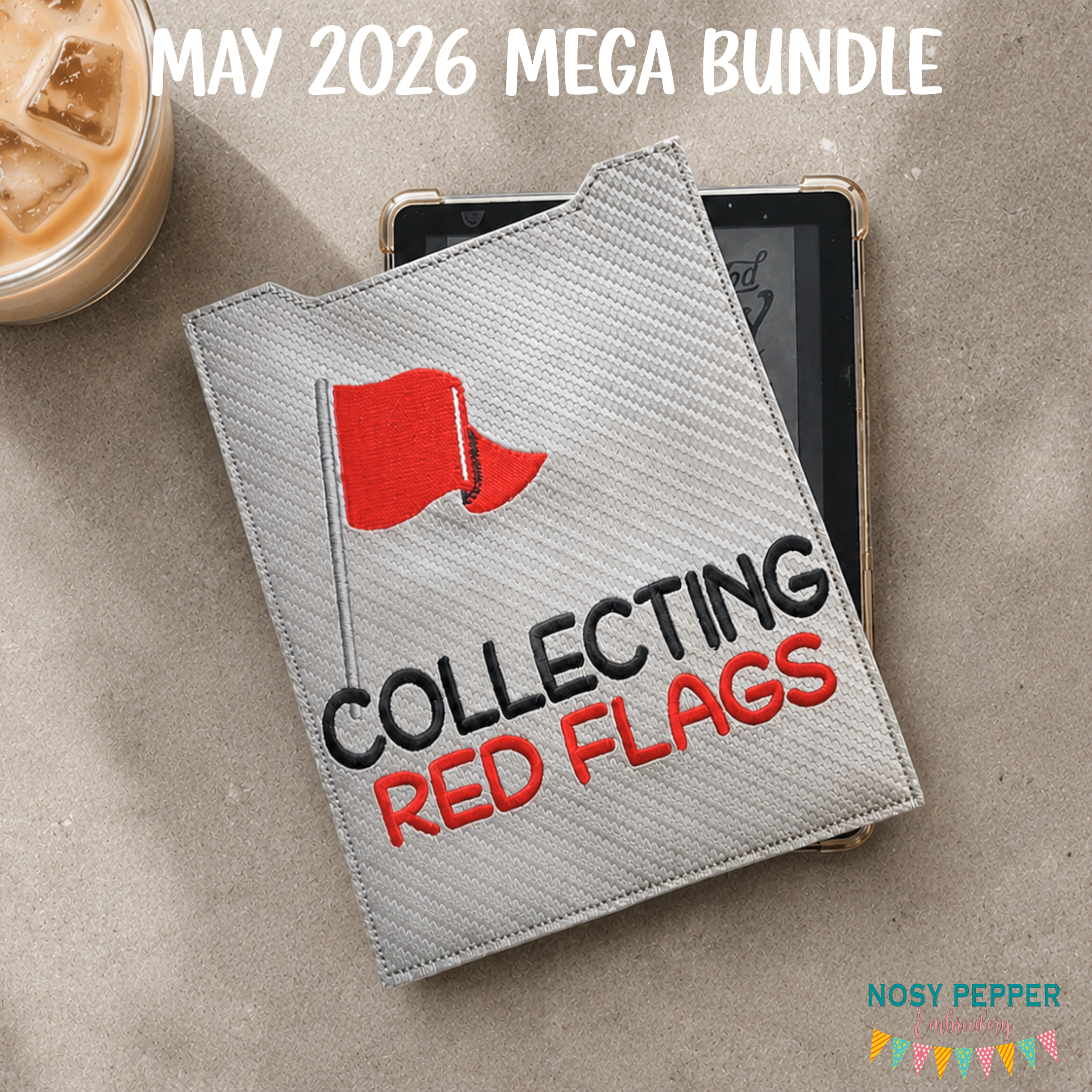 Collecting Red Flags reader sleeve (3 sizes included) machine embroide ...
