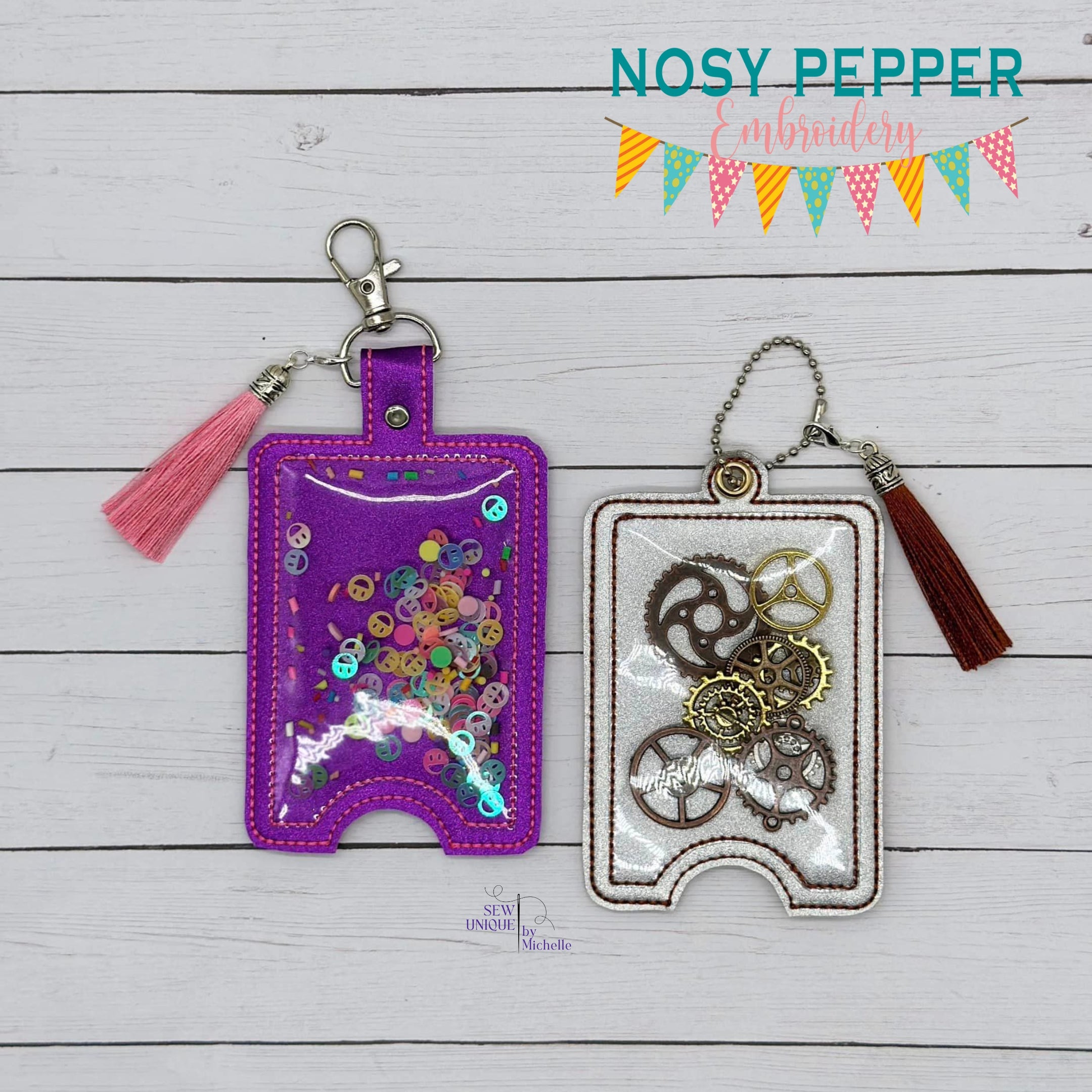 Shaker lanyard card case machine embroidery design (eyelet and snap ta ...