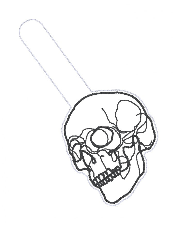 Simple Skull snap tab and eyelet fob machine embroidery file (single a ...