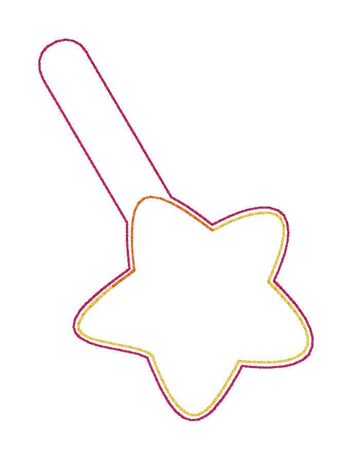 Star shaker snap tab and eyelet fob machine embroidery file (single an ...