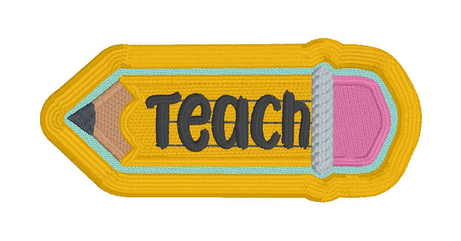 Teach patch machine embroidery design (2 sizes included) DIGITAL DOWNL ...
