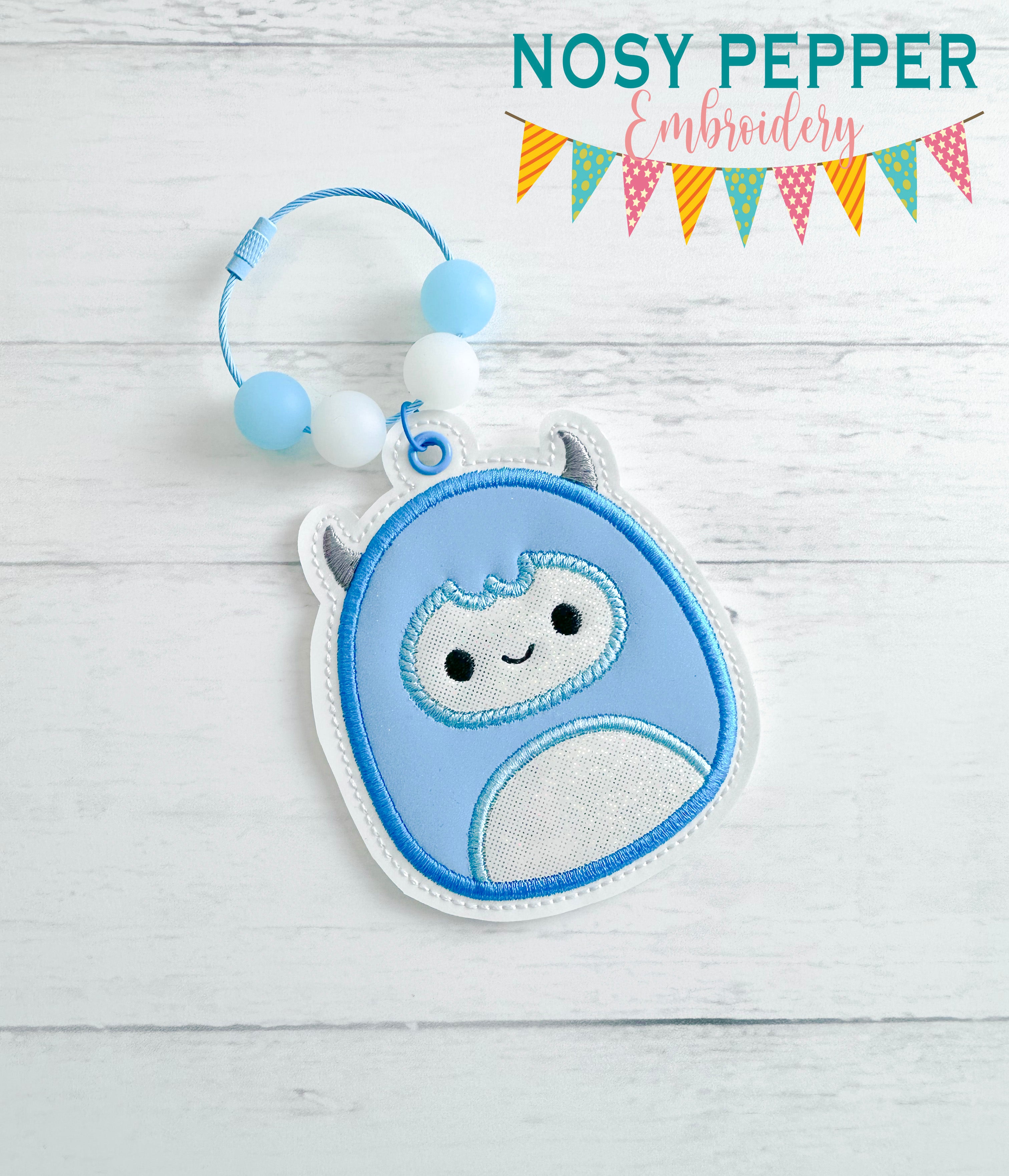 Yeti squishy applique bookmark/ornament/bag tag machine embroidery des ...