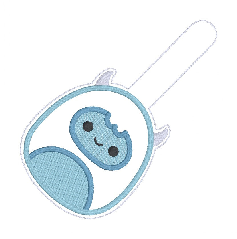 Yeti squishy snap tab and eyelet fob machine embroidery file (single a ...