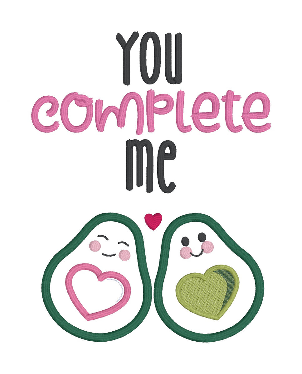You Complete Me applique machine embroidery design (4 sizes included ...