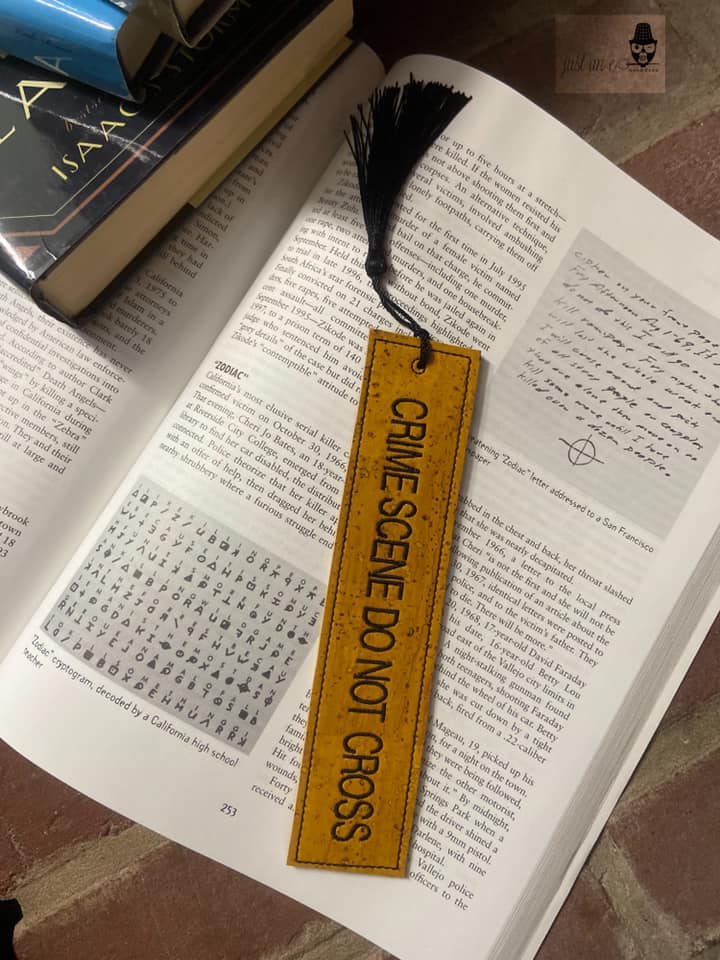 Crime Scene tape bookmark/bag tag/ornament 5x7 machine embroidery desi ...
