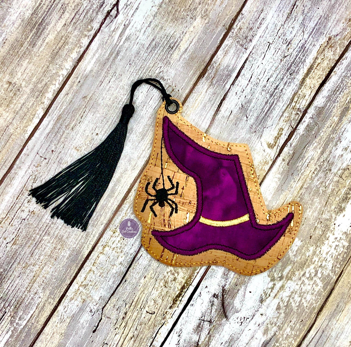 Witch Hat Applique bookmark/bag tag/ornament 4x4 machine embroidery de ...