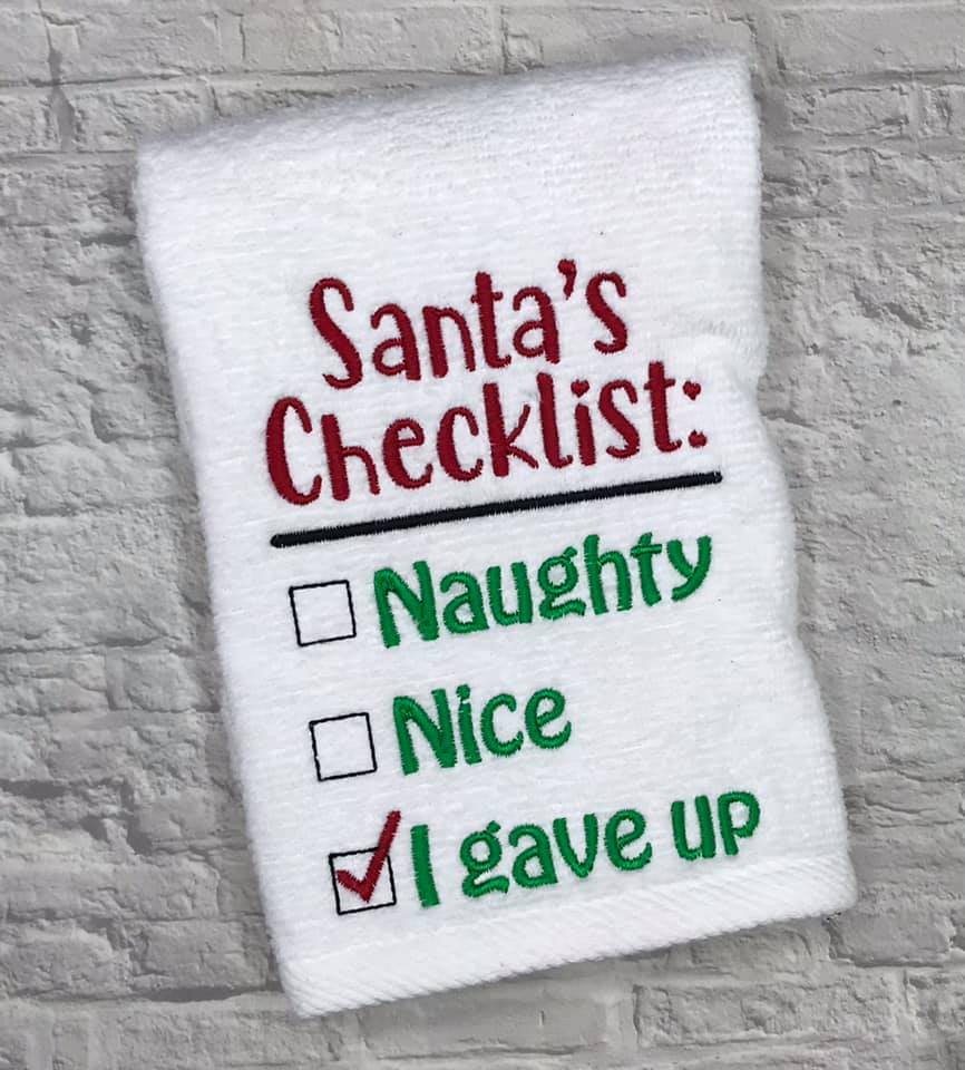 Santa's Checklist machine embroidery design 5 sizes included (INCLUDES ...