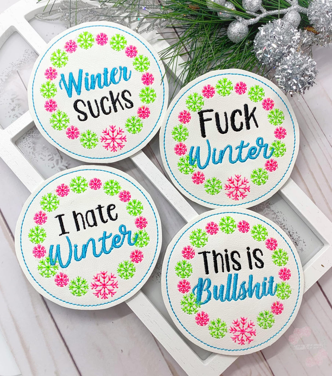 Winter Coaster set of 4 designs machine embroidery design DIGITAL DOWN ...