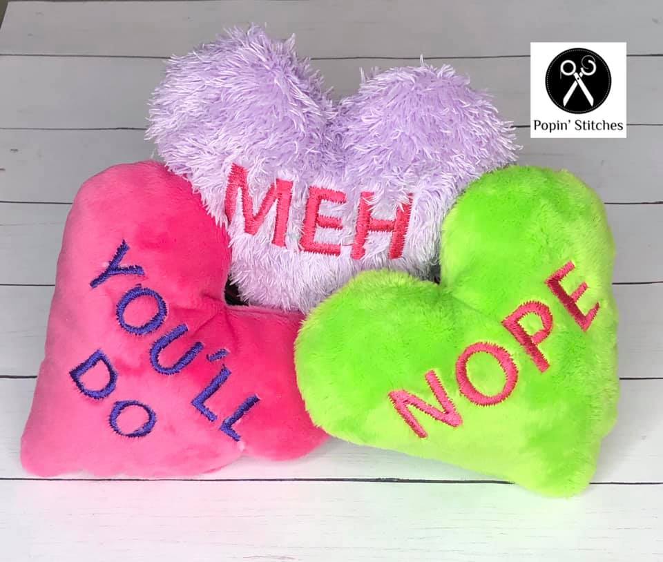 Valentine Heart Stuffies Set of 3 designs (4x4 & 5x7 sizes included) m ...