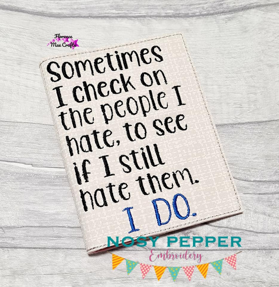 People I hate notebook cover (2 sizes available) machine embroidery de ...