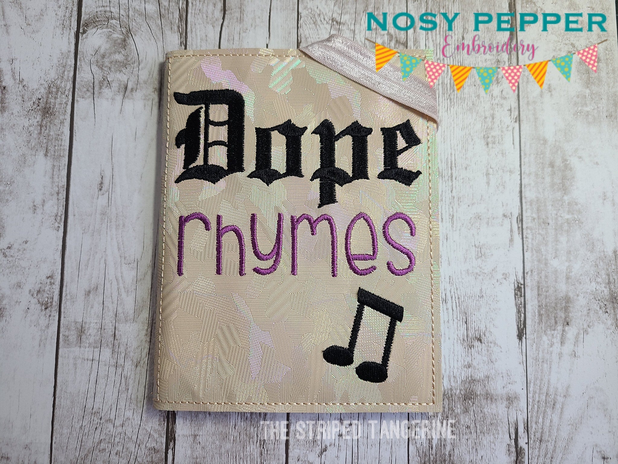 Dope Rhymes notebook cover (2 sizes available) machine embroidery desi ...