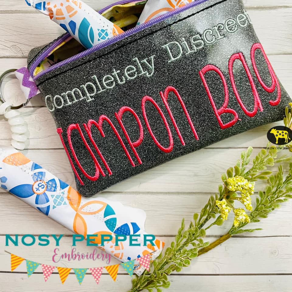 Completely discreet Tampon Bag ITH Bag (4 sizes available) machine emb ...