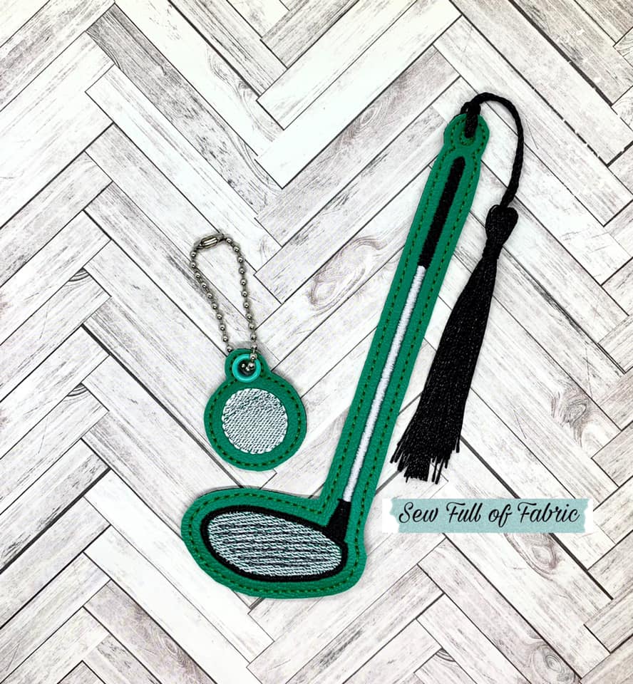 Golf club sketch bookmark/bag tag/ornament and charm set 5x7 Hoop mach ...