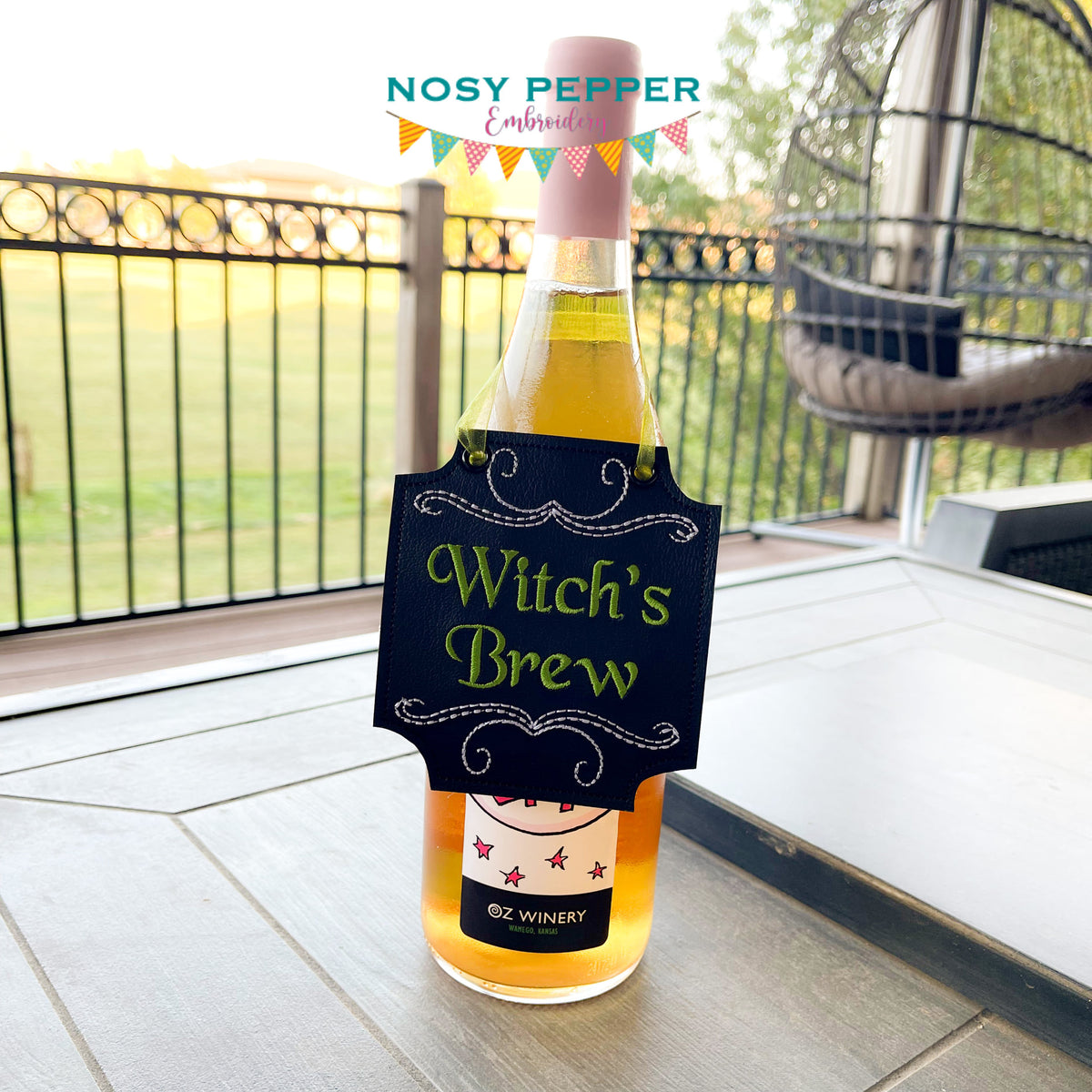 Witch's Brew Wine tag machine embroidery design DIGITAL DOWNLOAD – Nosy ...