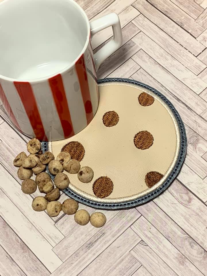 Cookie applique coaster set of 2 designs 4x4 machine embroidery design ...