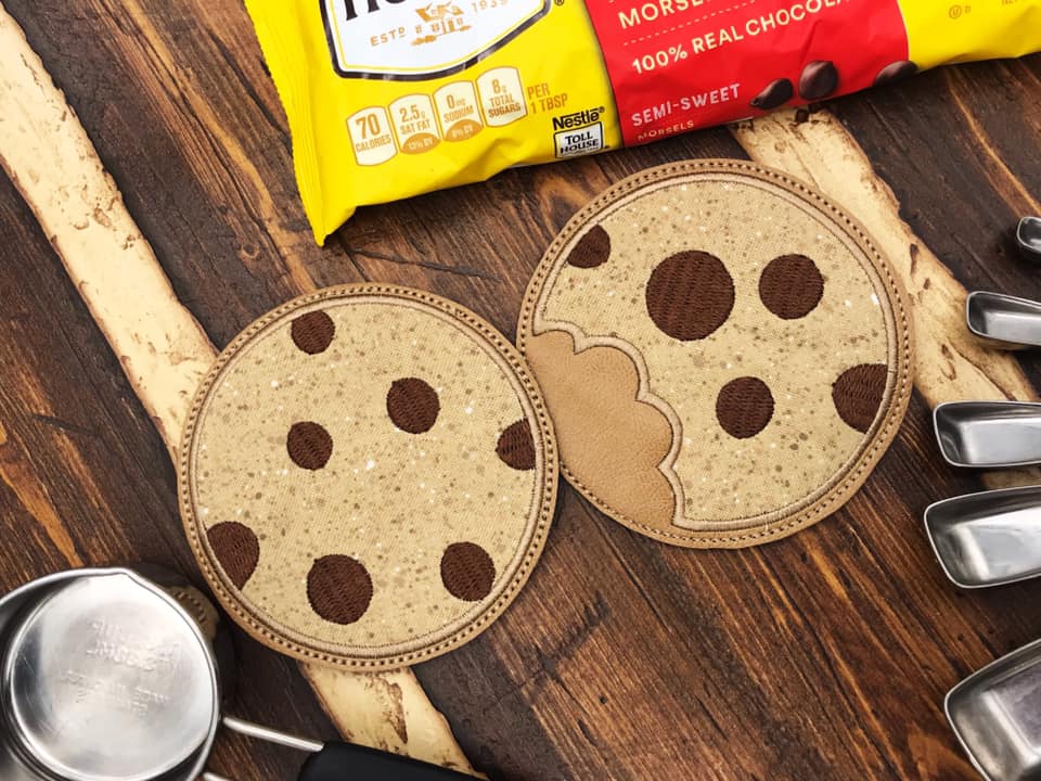 Cookie applique coaster set of 2 designs 4x4 machine embroidery design ...