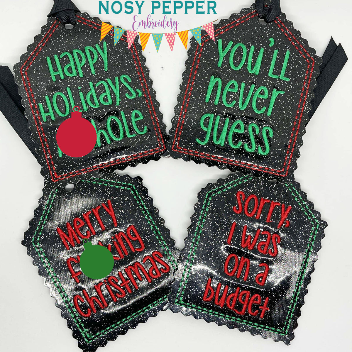 Snarky Gift Tags (set of 4 designs) machine embroidery design DIGITAL ...