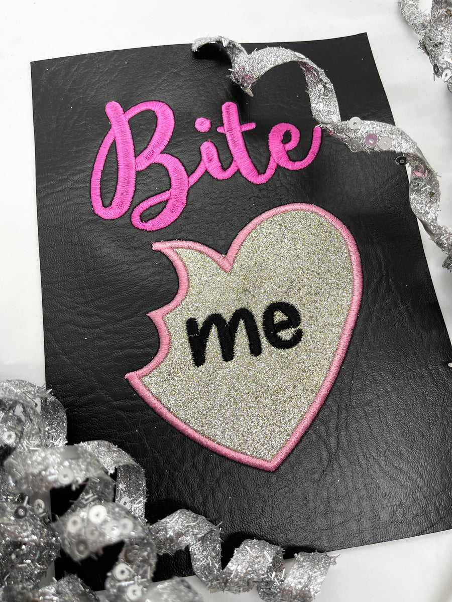 Bite me heart applique machine embroidery design (5 sizes included) DI ...