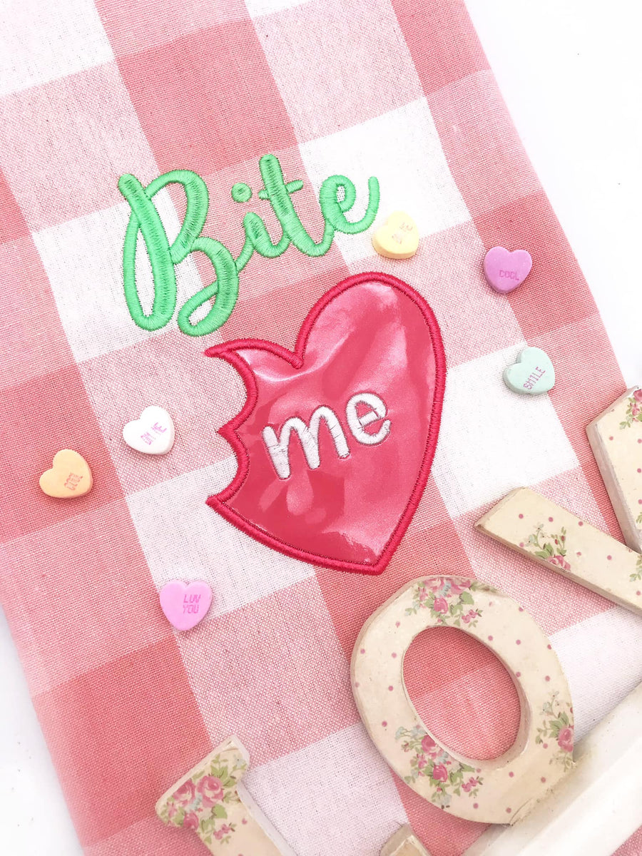 Bite me heart applique machine embroidery design (5 sizes included) DI ...