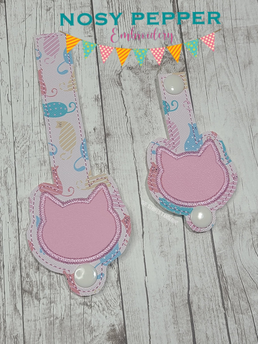 Cat applique Wallet tab (2 sizes included) machine embroidery design D ...