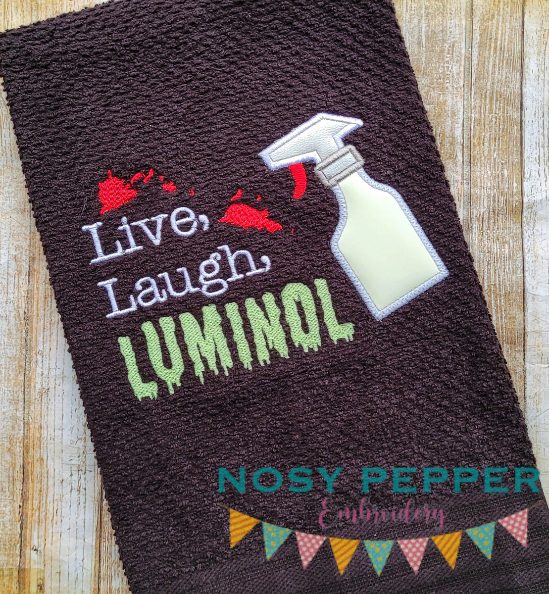Live, Laugh, Luminol applique machine embroidery design (4 sizes inclu ...