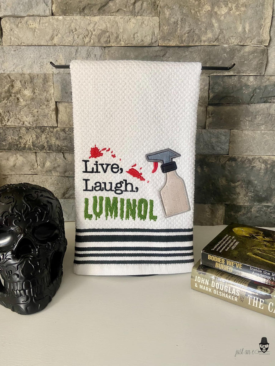 Live, Laugh, Luminol applique machine embroidery design (4 sizes inclu ...