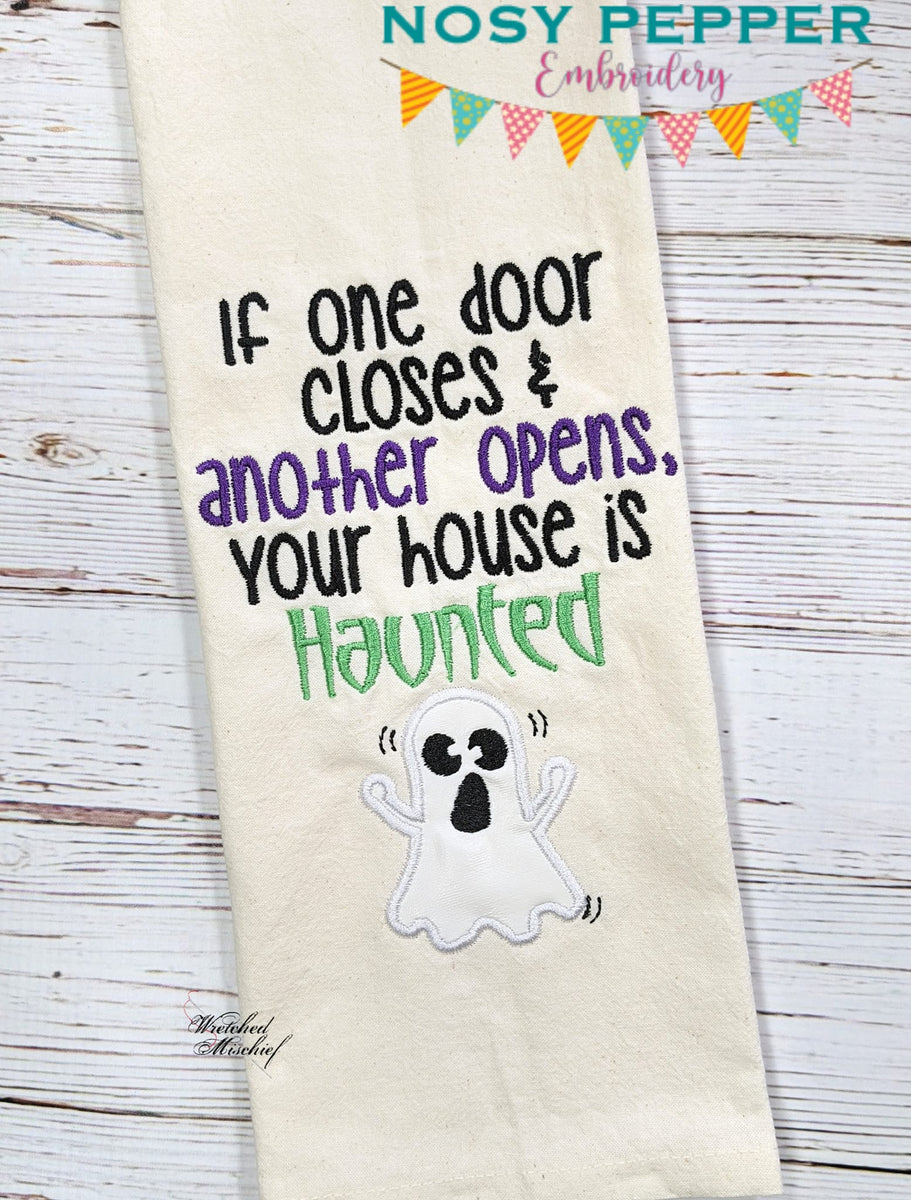 Your house is haunted applique machine embroidery design (4 sizes incl ...