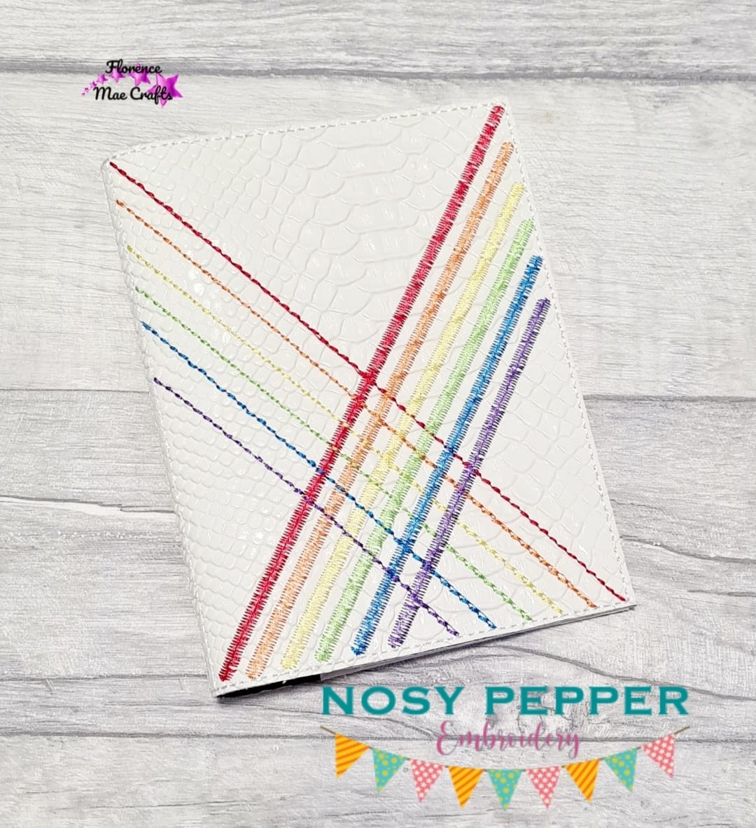 Rainbow Weave notebook cover (2 sizes available) machine embroidery de ...