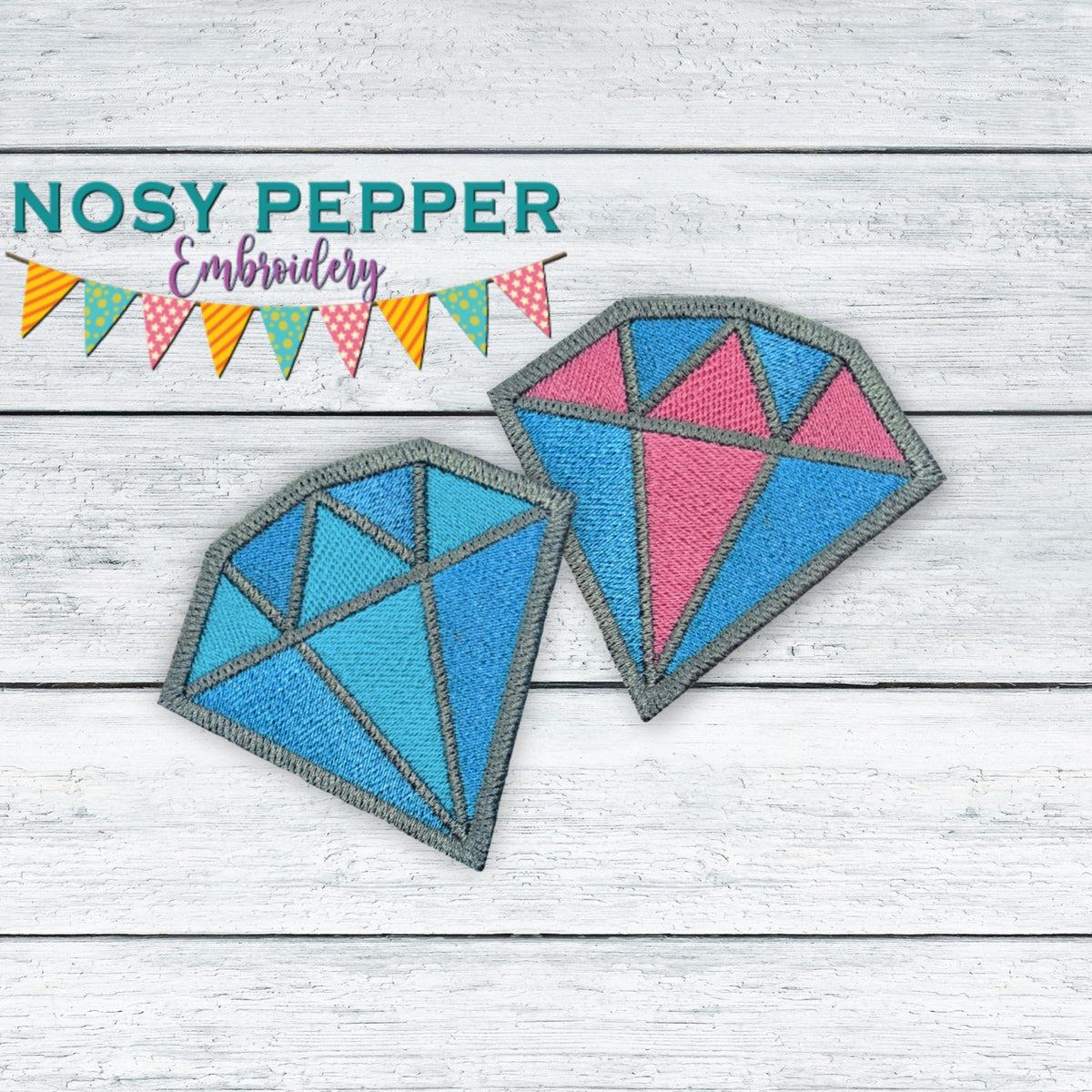 Diamond patch machine embroidery design DIGITAL DOWNLOAD – Nosy Pepper ...