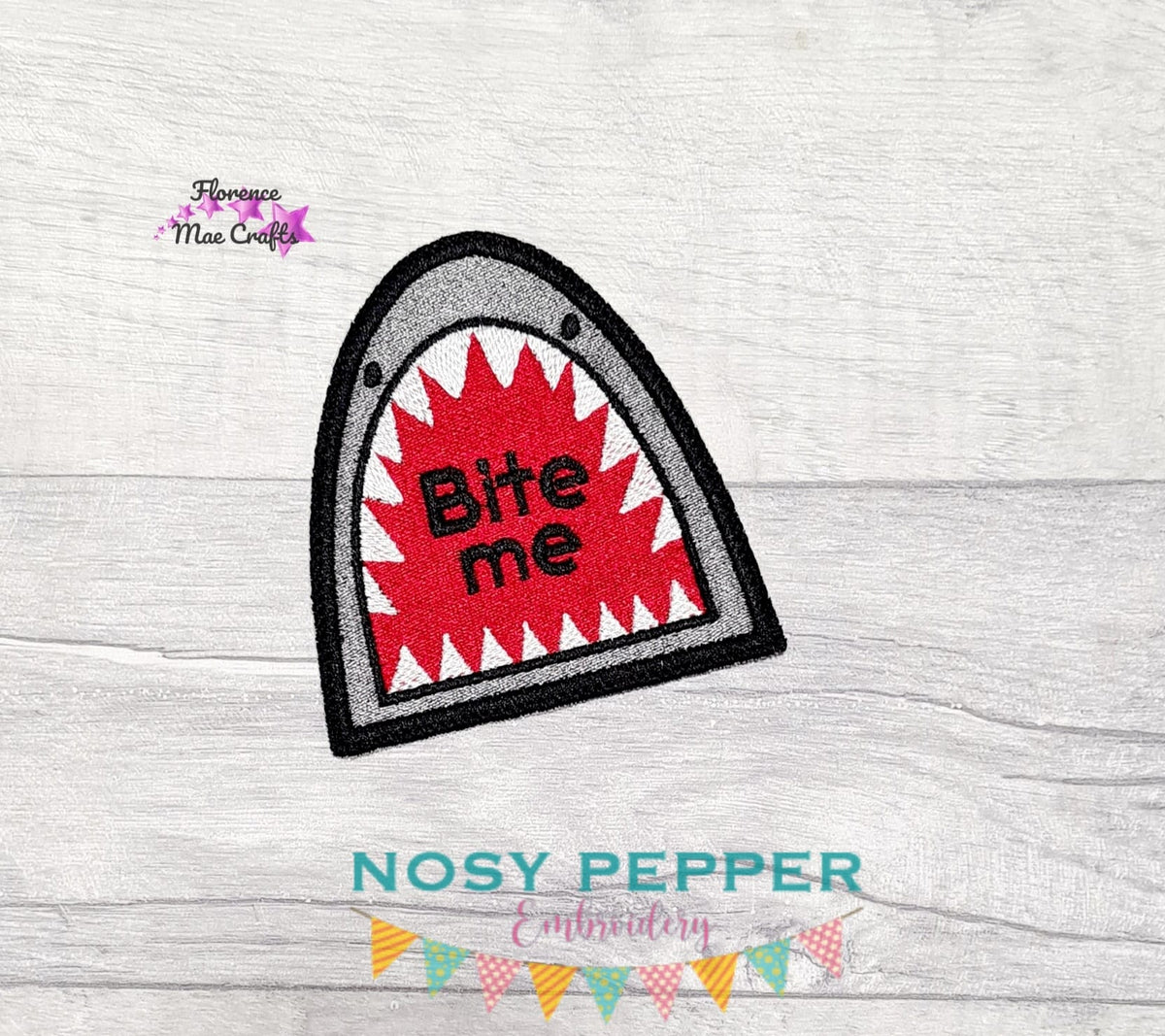 Bite me Shark patch machine embroidery design DIGITAL DOWNLOAD – Nosy ...