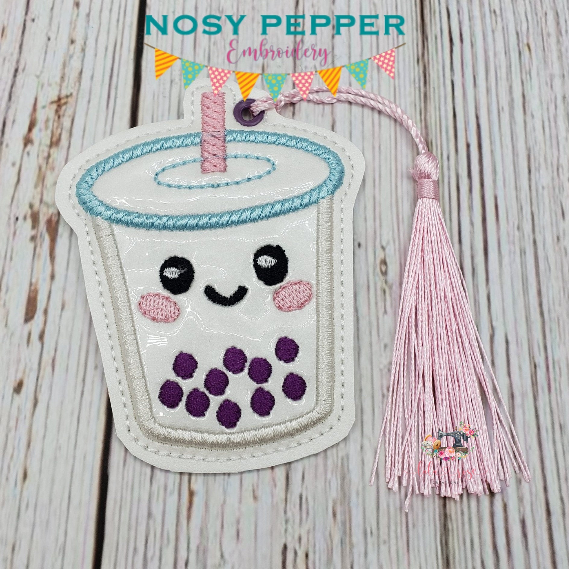 Boba applique bookmark/bag tag/ornament machine embroidery design DIGI ...