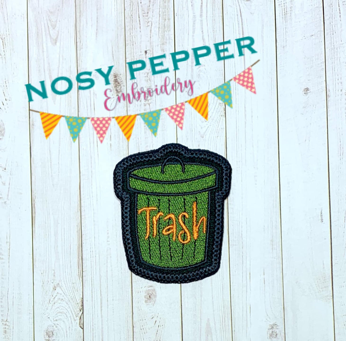 Trash patch (2 sizes included) machine embroidery design DIGITAL DOWNL ...