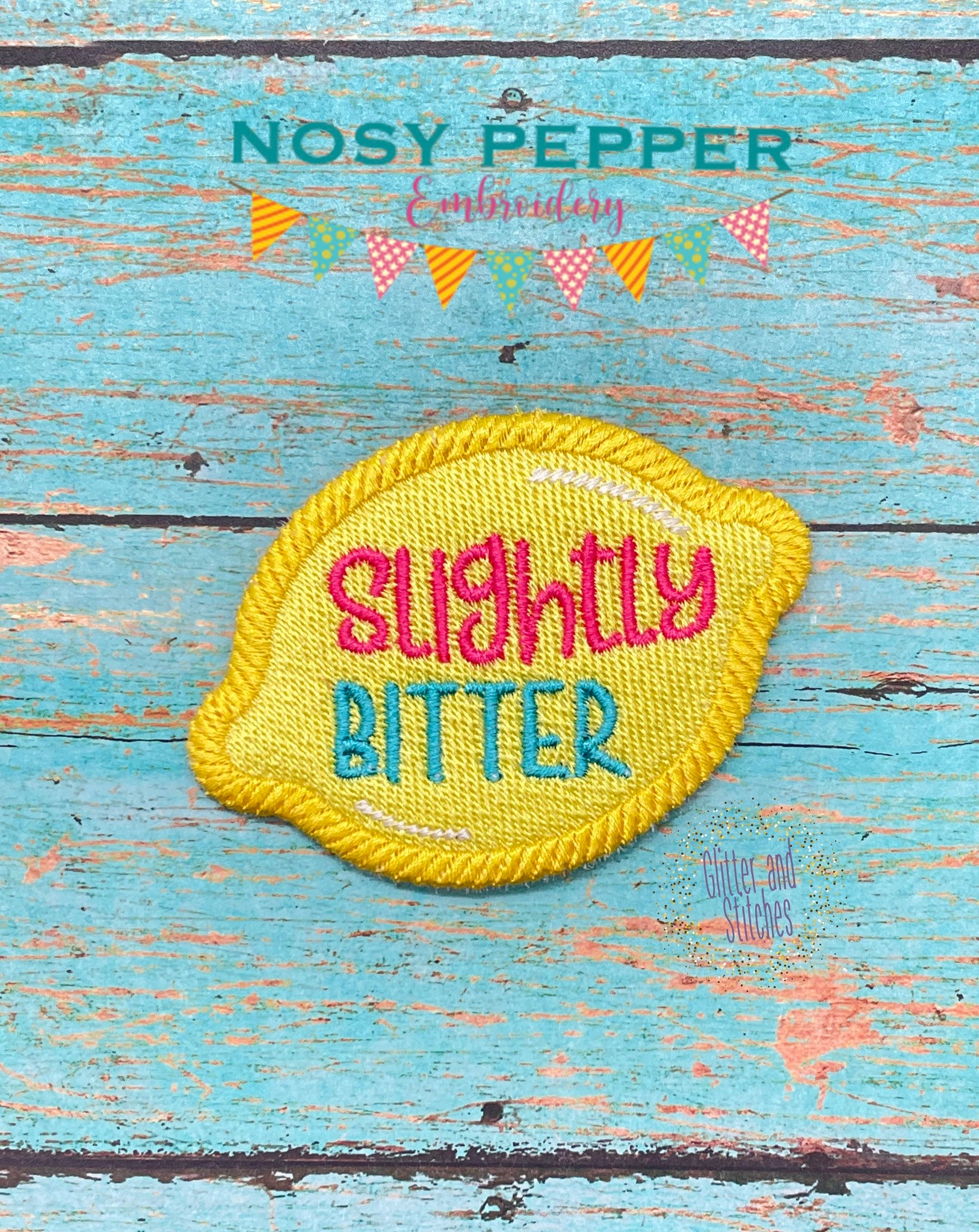 Slightly Bitter patch (2 sizes included) machine embroidery design DIG ...