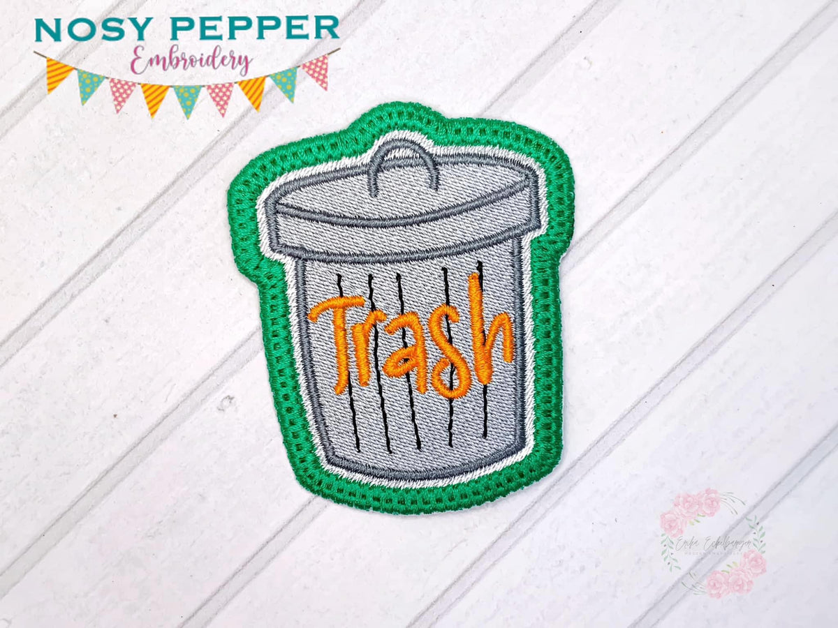 Trash patch (2 sizes included) machine embroidery design DIGITAL DOWNL ...