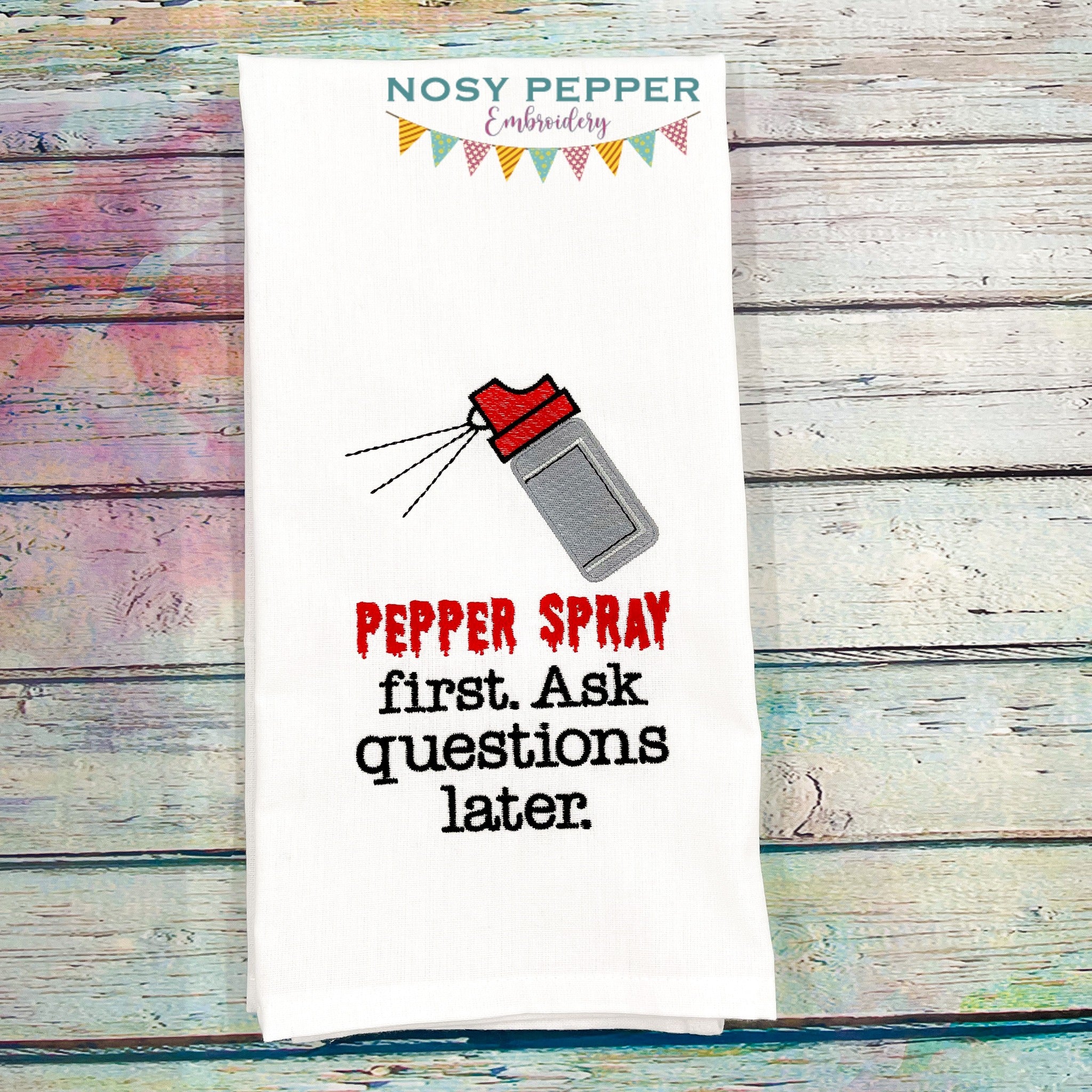 Pepper Spray First sketchy machine embroidery design (4 sizes included ...